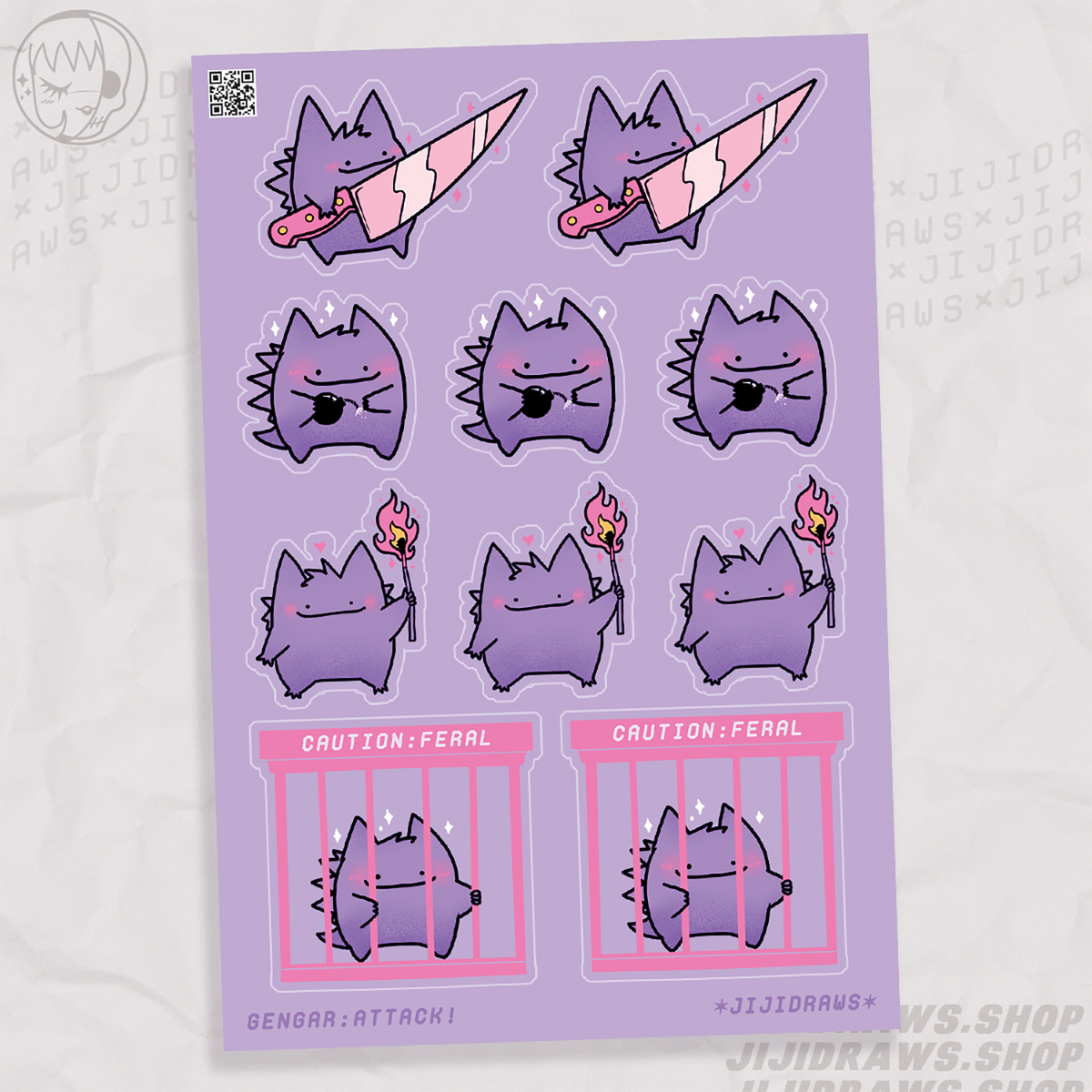 Gengar: Attack! // Sticker Sheet – Jiji Knight