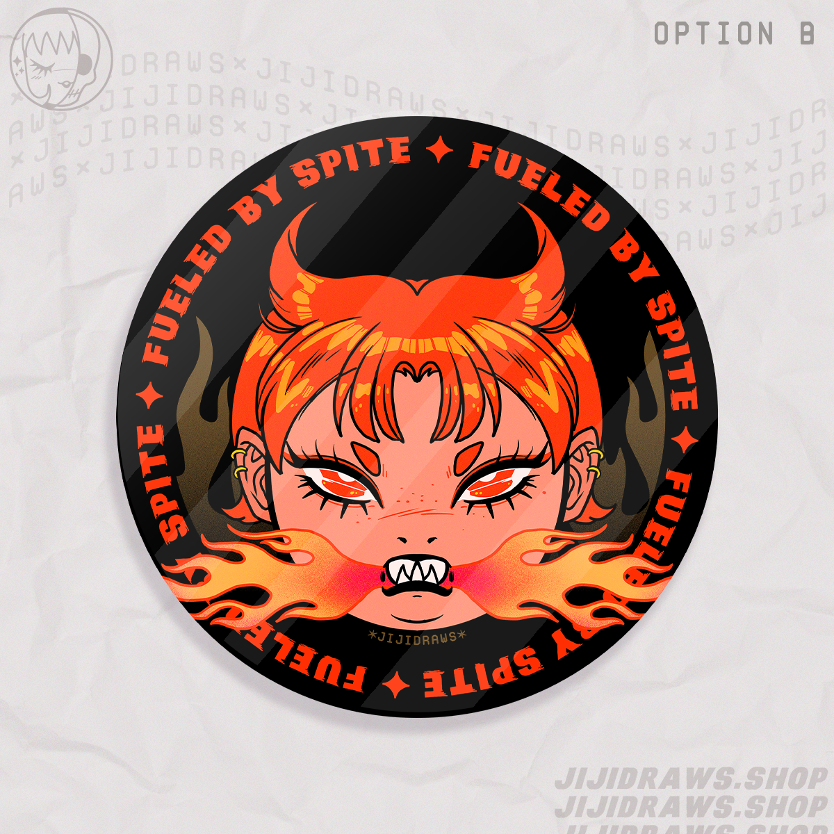 Sticker // FUELED BY SPITE >:O – Jiji Knight